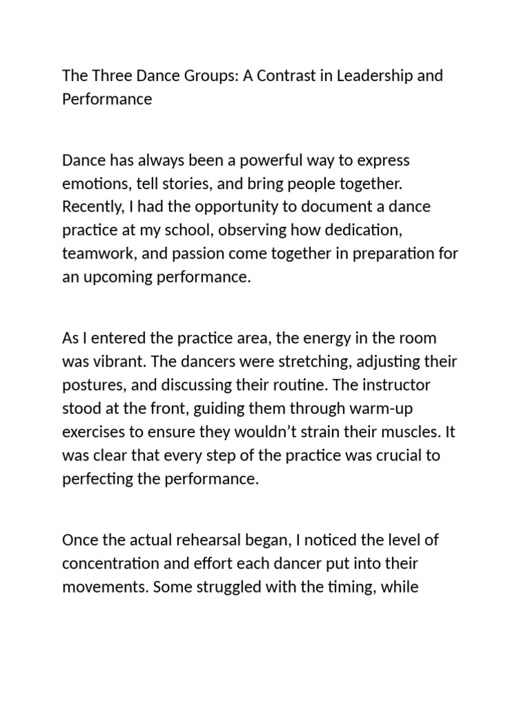 The Three Dance Groups | PDF | Dances | Disciplines