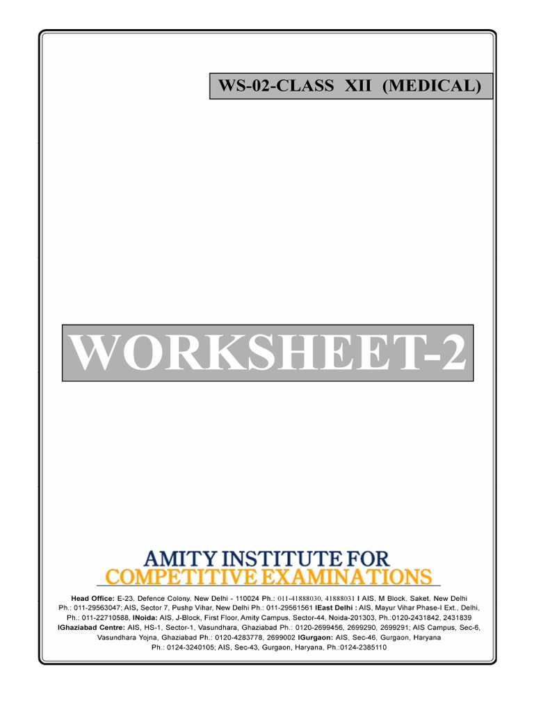 XII Worksheet-2 | PDF | Capacitor | Capacitance