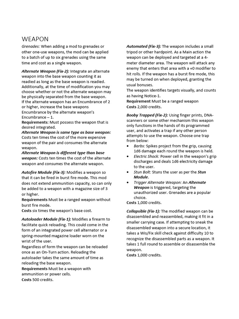 D20-Future-Converted Mods | PDF | Ammunition | Marine Salvage