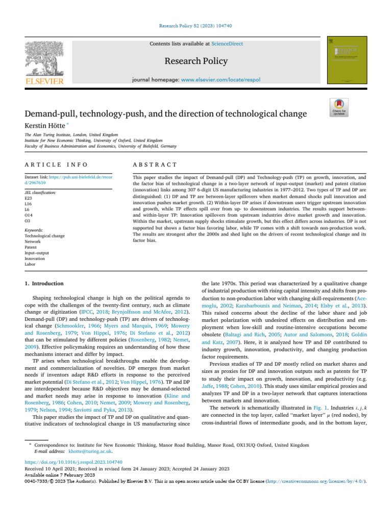 Tech Change in US Manufacturing | PDF | Innovation | Labour Economics