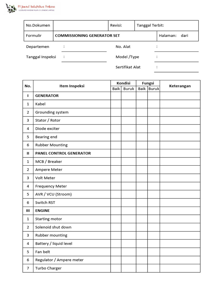 Commissioning Test JKP | PDF