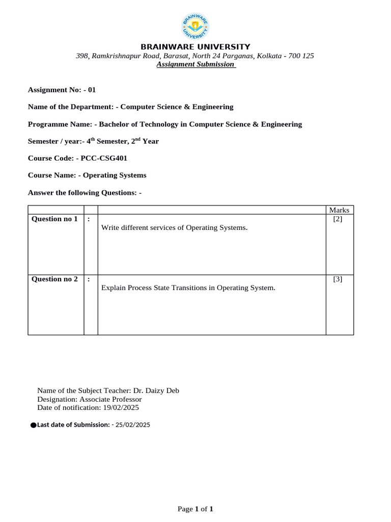 Assignment-1_PCC-CSG401 | PDF