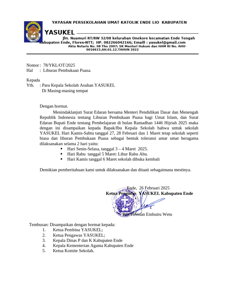 Surat Libur Pembukaan Puasa | PDF