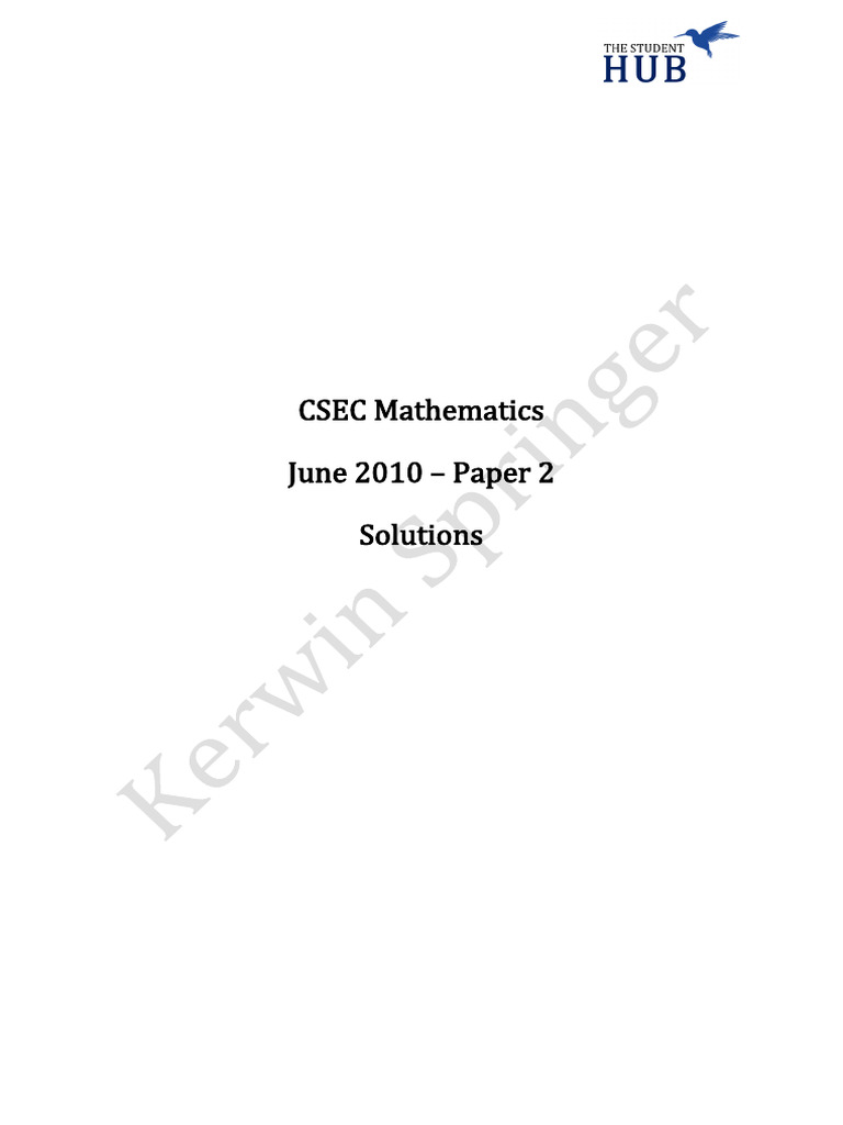 CSEC Maths June 2010 Paper 2 Solutions | PDF | Circle | Elementary ...