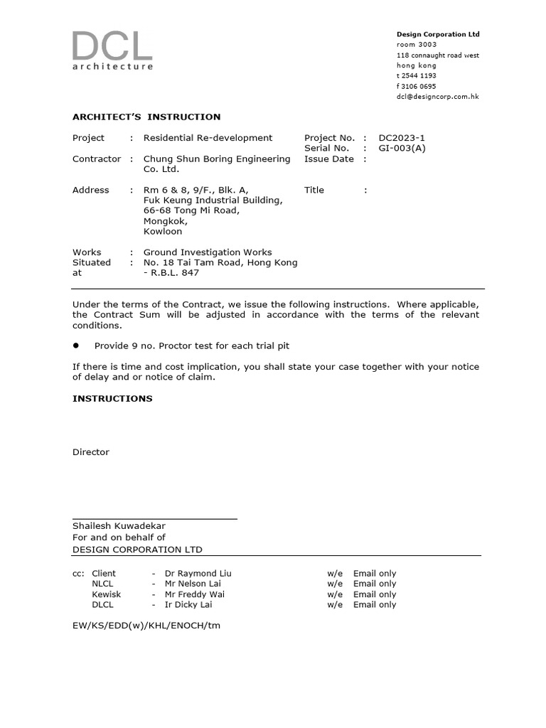 Draft GI-003 (A) Additional For Proctor Test - HC | PDF