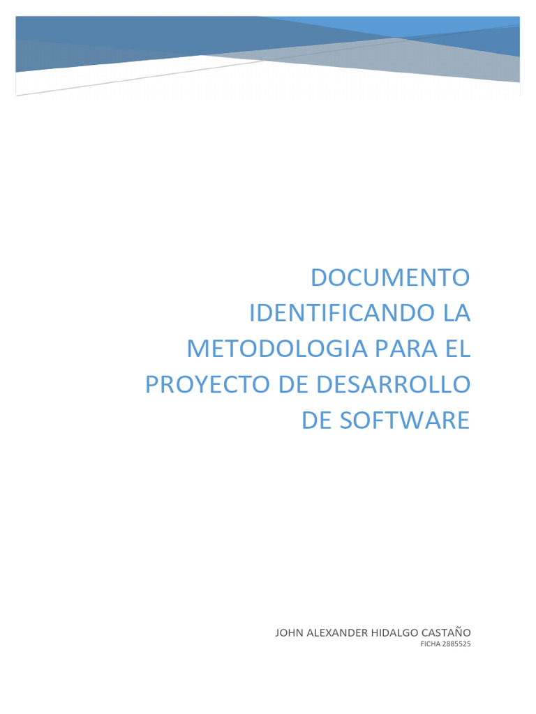 DOCUMENTO IDENTIFICANDO LA METODOLOGIA PARA EL PROYECTO DE DESARROLLO DE SOFTWARE | PDF | Scrum ...