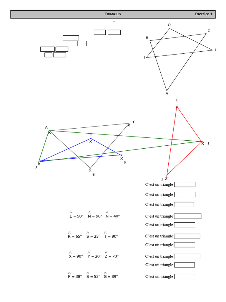 Exercices sur les triangles et leurs propriétés | PDF | Triangle ...