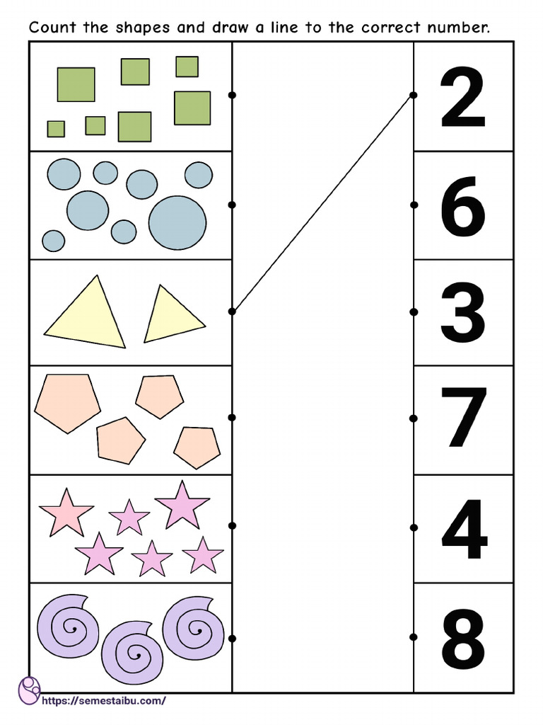 Counting Shapes Draw A Line FC | PDF