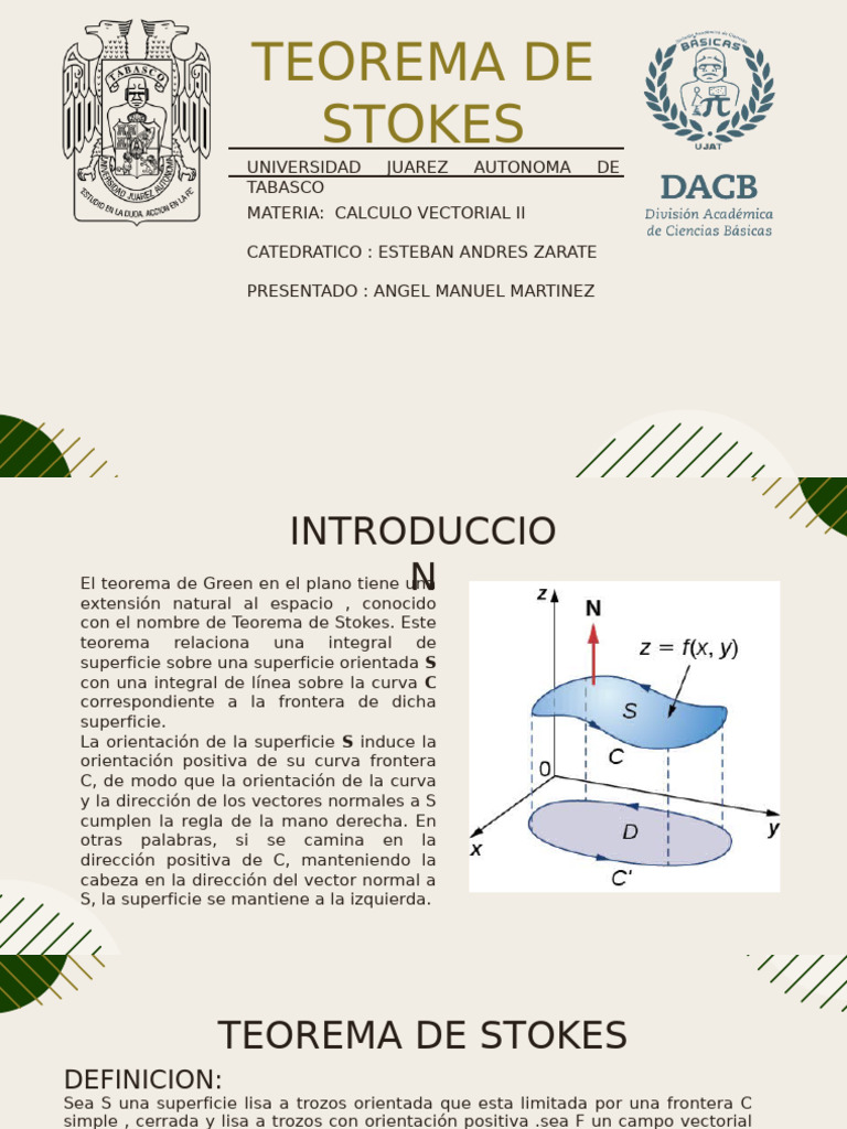 Teorema de Stokes | PDF | Integral | Vector Euclidiano