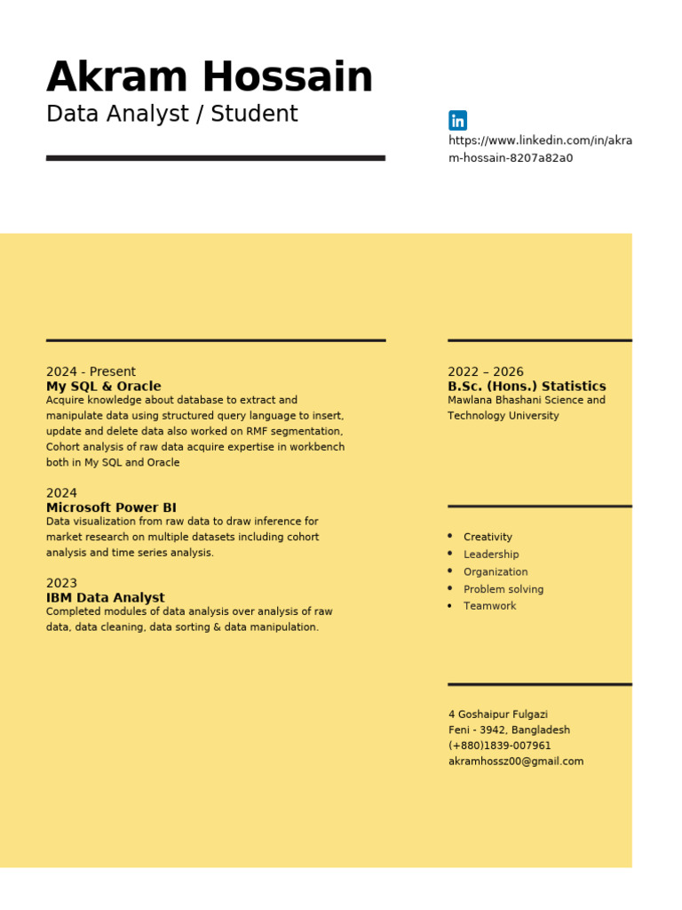 Akram Hossain: Data Analyst / Student | PDF
