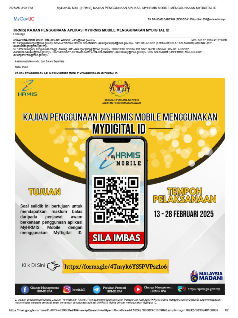Hrmis Kajian Penggunaan Aplikasi Myhrmis Mobile Menggunakan Mydigital | PDF