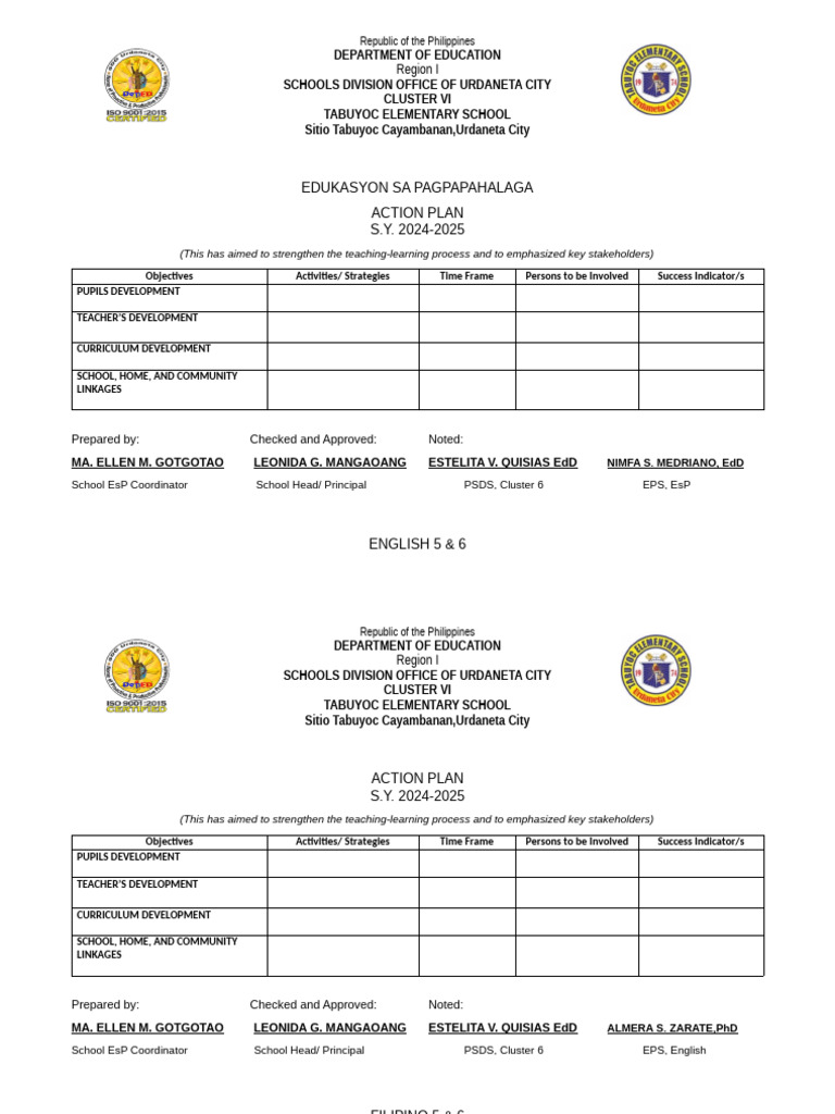 Action-Plan ELLEN Template | PDF