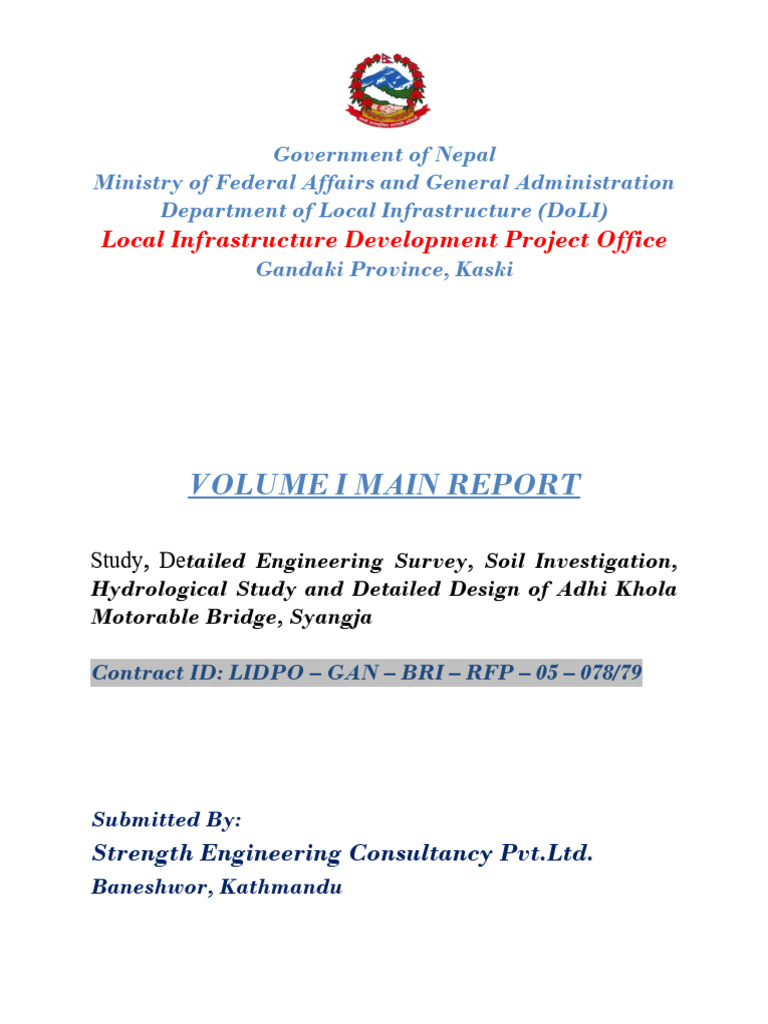 Adhi Khola Bridge Engineering Report | PDF | Drainage Basin | Flood