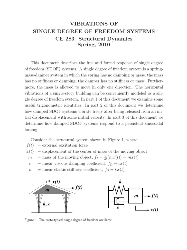 SDOF System Vibrations Explained | PDF | Accelerometer | Trigonometric Functions