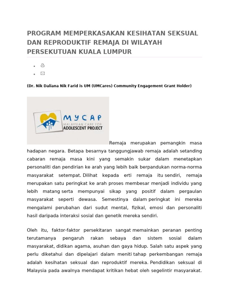 Program Kesihatan Seksual Remaja KL | PDF