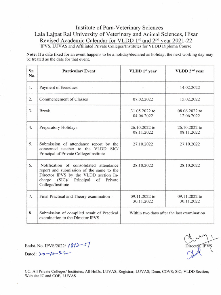 Revised Academic Calendar of VLDD 2021-22 | PDF