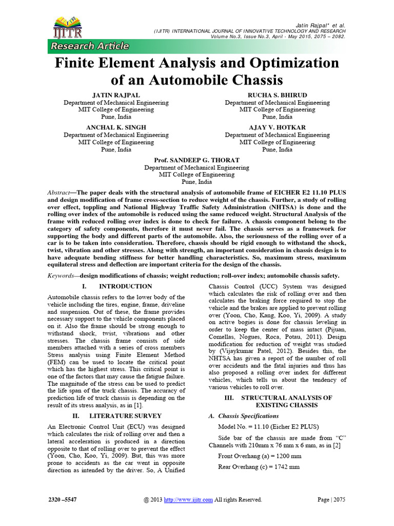 Eicher E2 Plus Chassis Weight Analysis | PDF | Beam (Structure ...