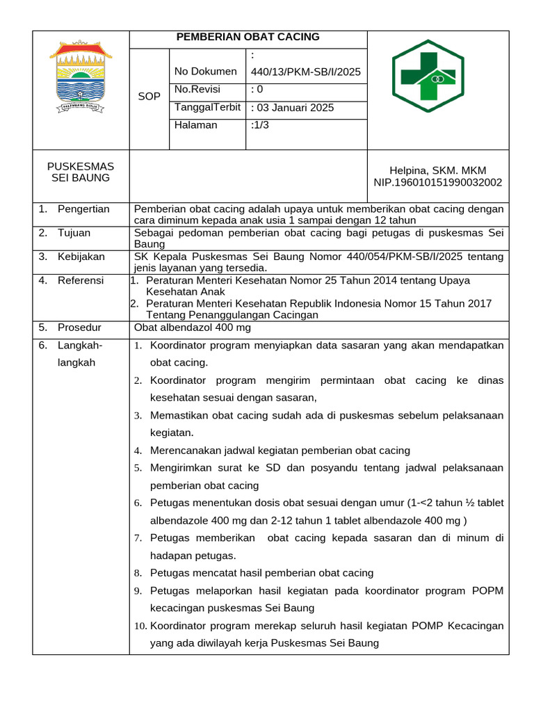 SOP_POPM_KECACINGAN[1] | PDF