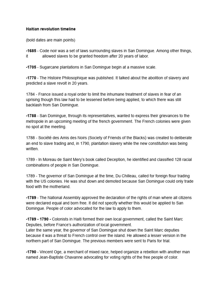 Haitian revolution timeline | PDF | Slavery | Unfree Labour