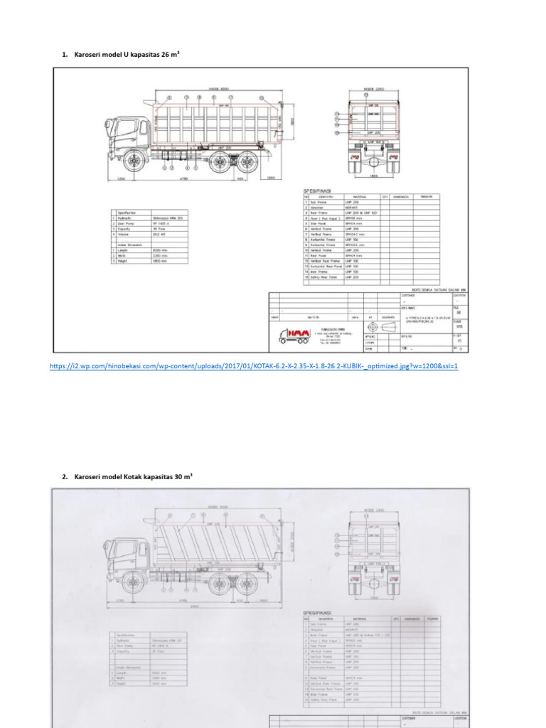 Karoseri model Hino FM260JD | PDF