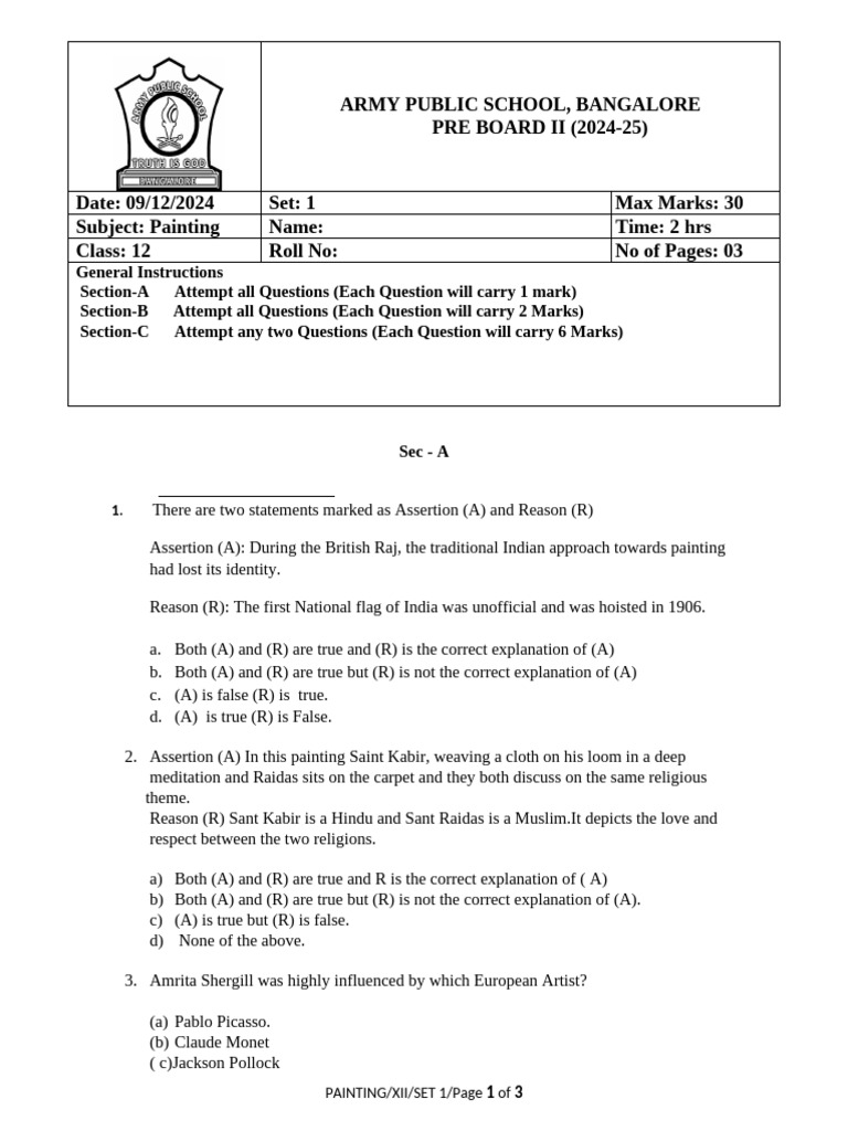 Class Xii Painting Set 1 | PDF | Paintings | The Arts