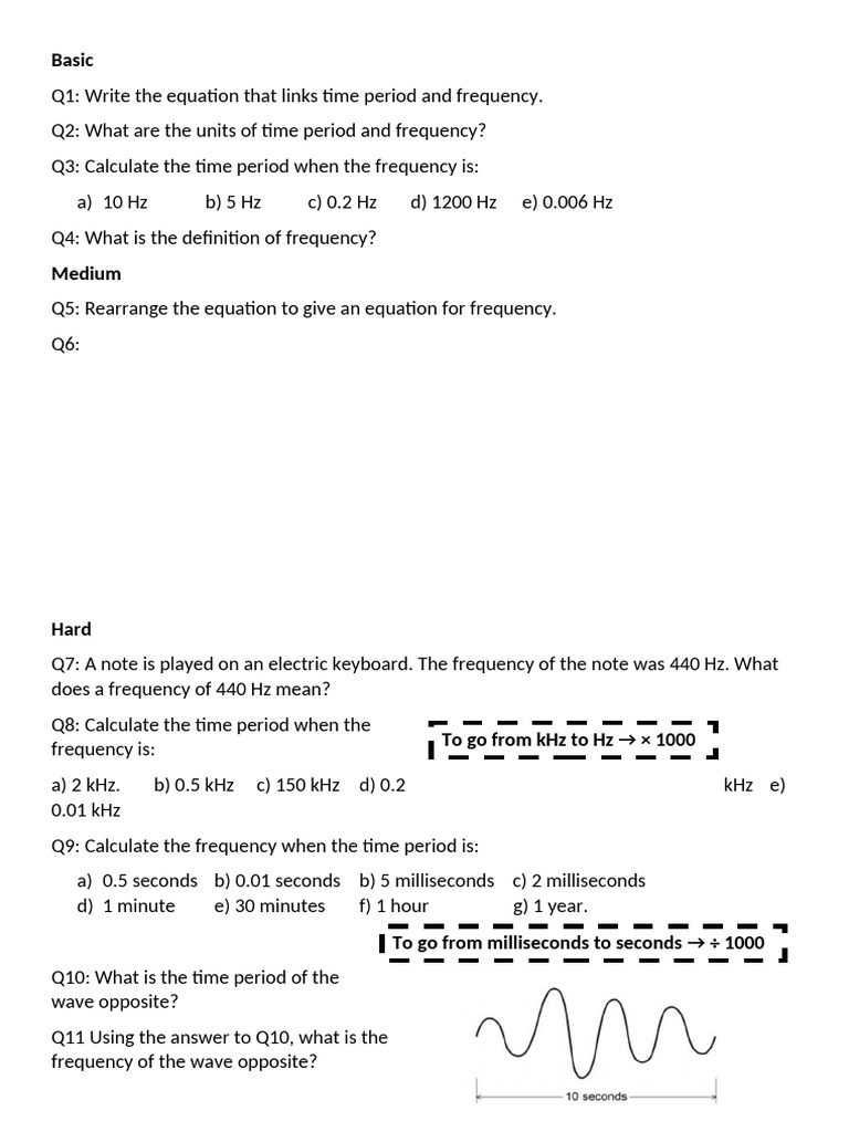 Frequency and Time Period Calculations | PDF
