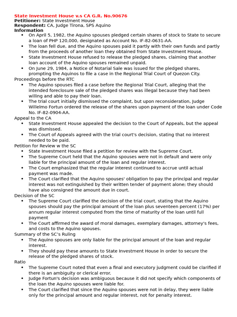 State Investment House - SPS Dychiao | PDF | Loans | Interest