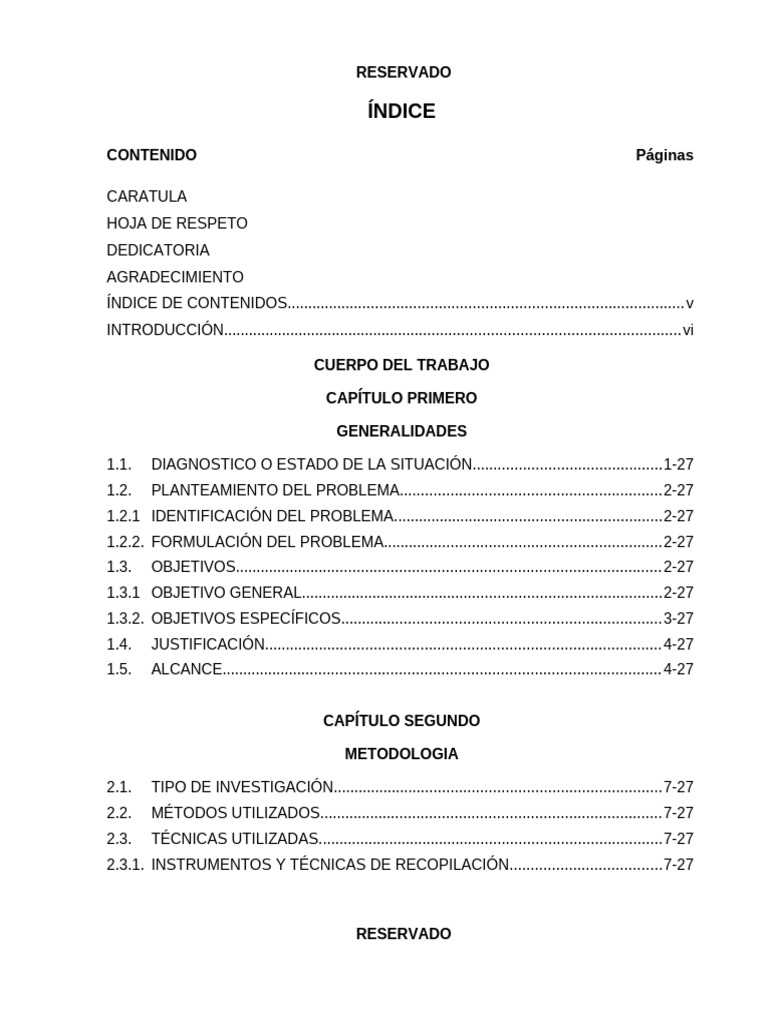 INDICE MONOGRAFIA | PDF