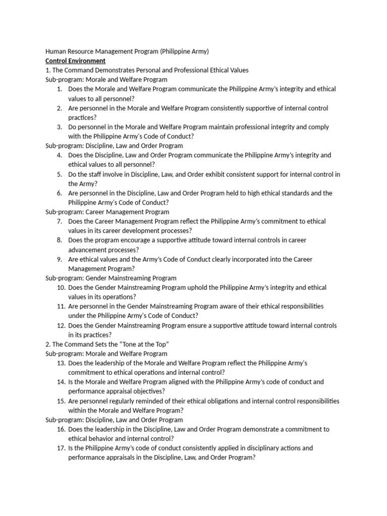 Questions - Human Resource Management Program | PDF | Internal Control ...