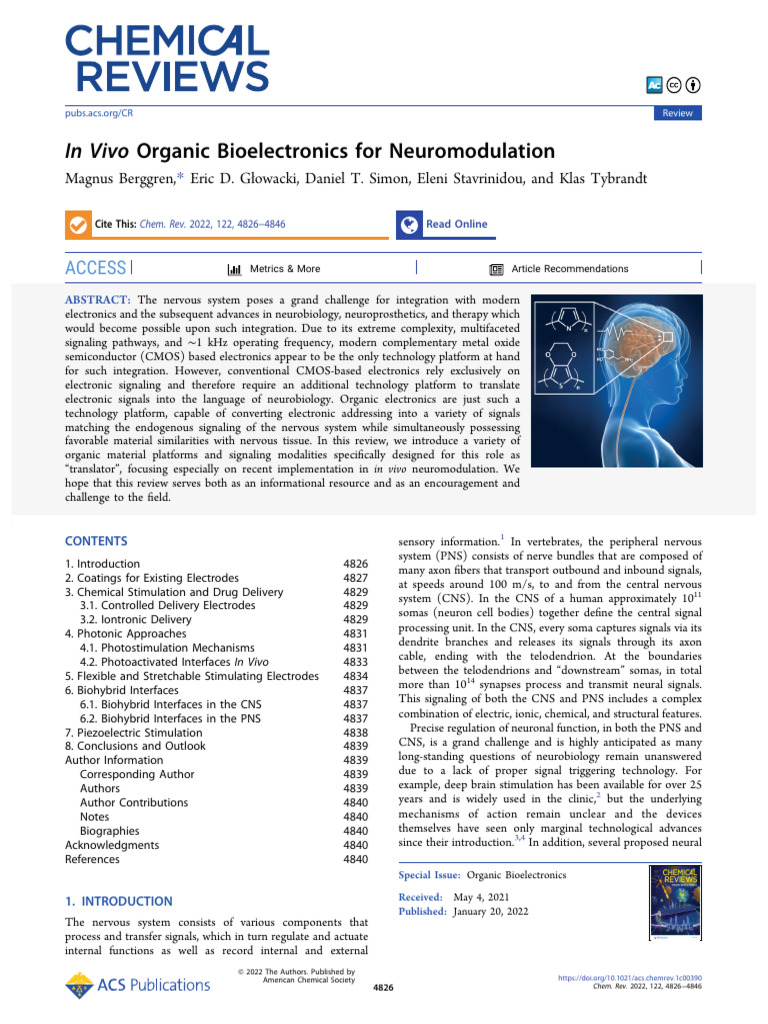 Organic Bioelectronics For Neuromodulation: in Vivo | PDF | Nervous ...