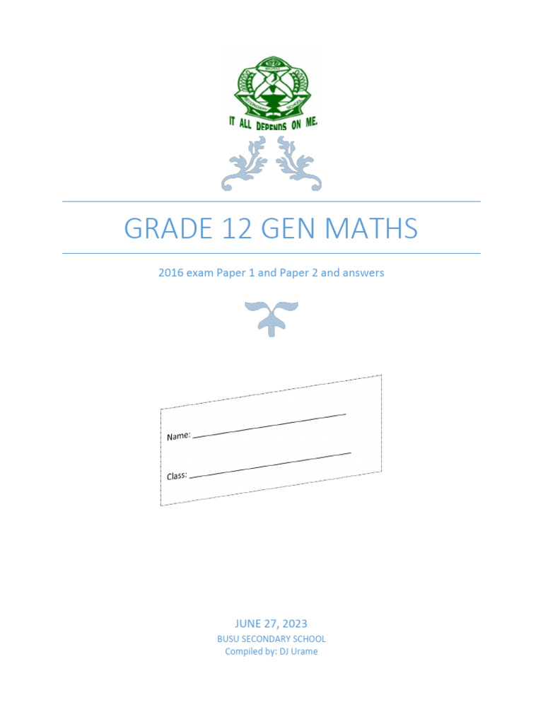 2016 Gen Math | PDF