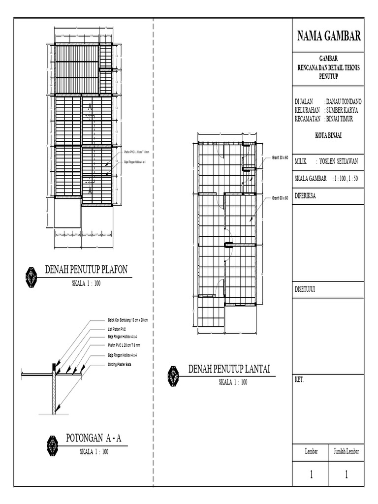 DTS 5 GBR - Rencana Dan Detail Teknis Penutup A3-Model | PDF
