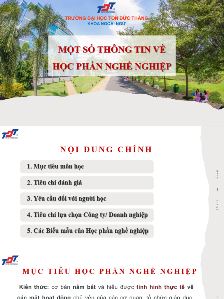 Mot So Thong Tin Ve Hoc Phan Nghe Nghiep (20230509 - 025408 - 131) | PDF