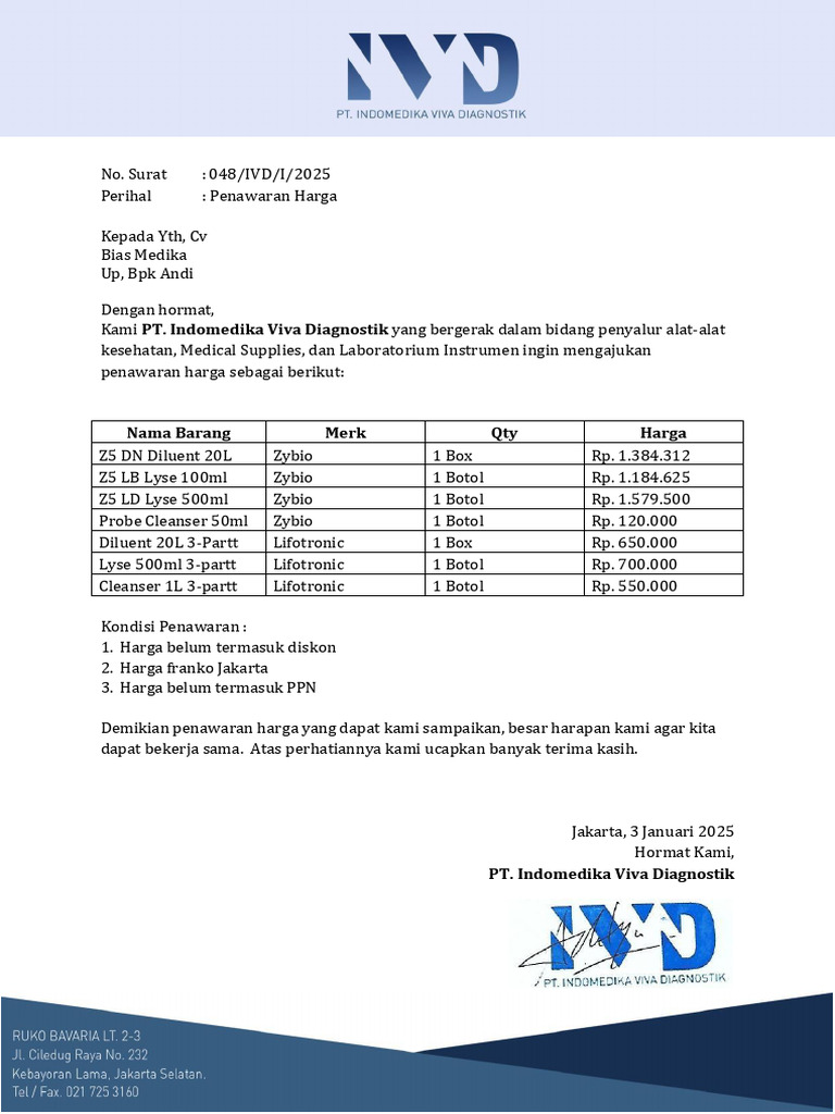Penawaran Harga Alat Kesehatan 2025 | PDF