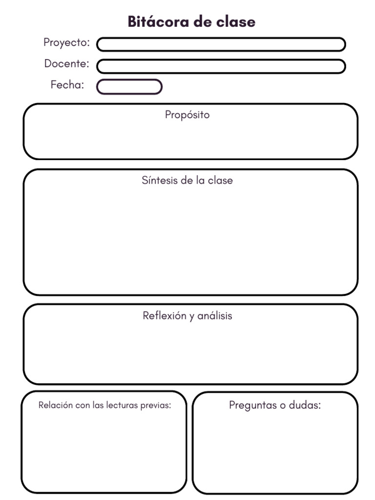 Hoja de Trabajo de Bitácora de Clase Simple Lila y Morado | PDF