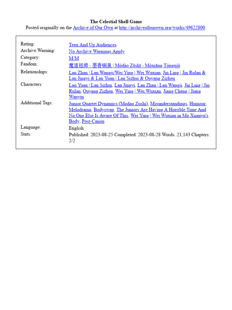 The Celestial Shell Game: A Modao Zushi Tale | PDF