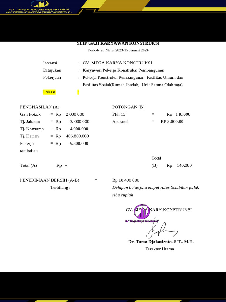 Daftar Gaji Karyawan MKK 1 | PDF