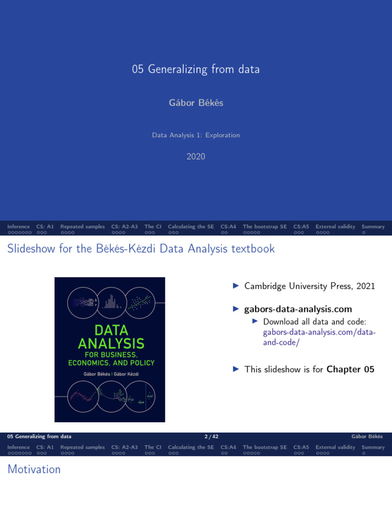 Ch05-Bekes Kezdi Data Analysis Slides v2 | PDF | Bootstrapping (Statistics) | Standard Error