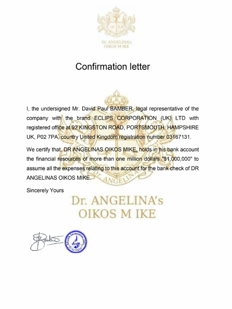 Confirmation Letter | PDF