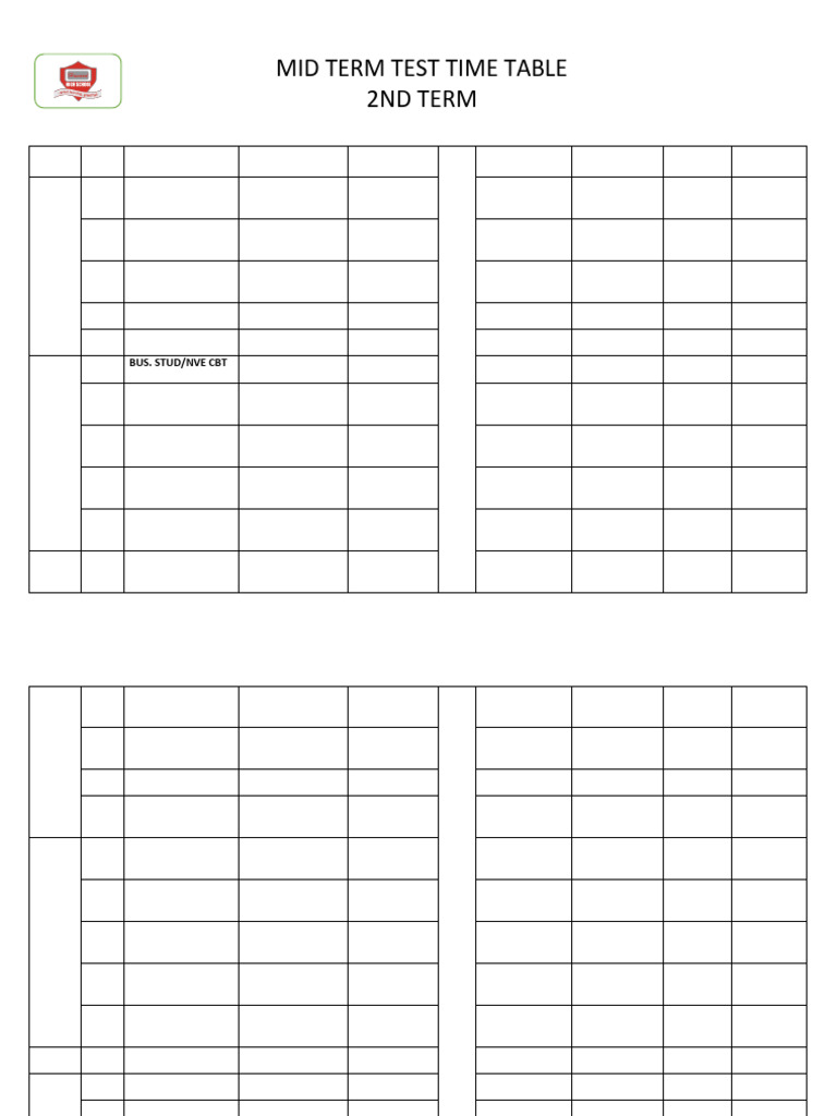 Final Time Table MD Term Test | PDF