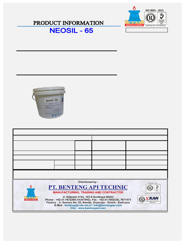 Sodium Silicate Liquid Specs | PDF