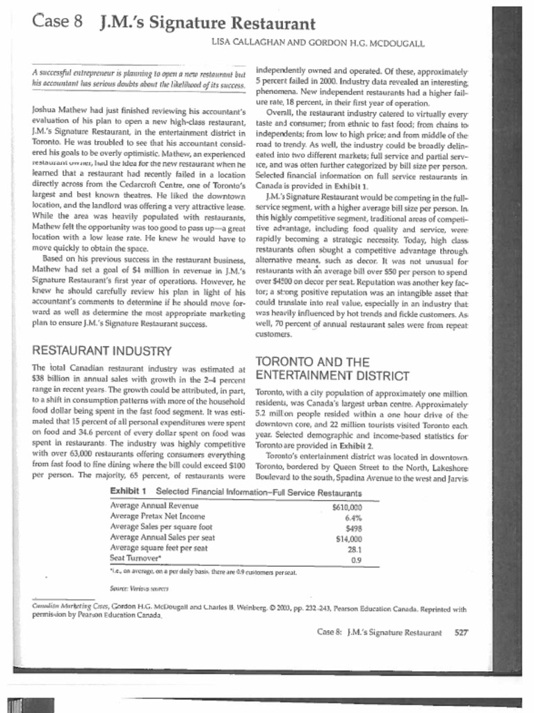 Case 5 - JMs Signature Restaurant | PDF