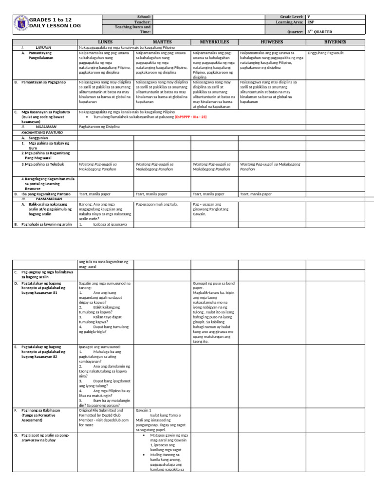 DLL_ESP 5_Q3_W1 | PDF
