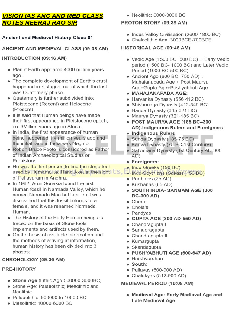 Vision Ias Anc and Med Class Notes Neeraj Rao Sir | PDF
