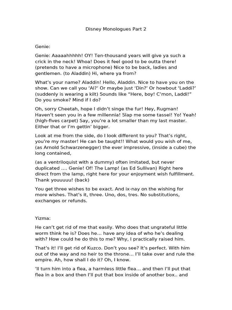 Disney Monologues Part 2 | PDF