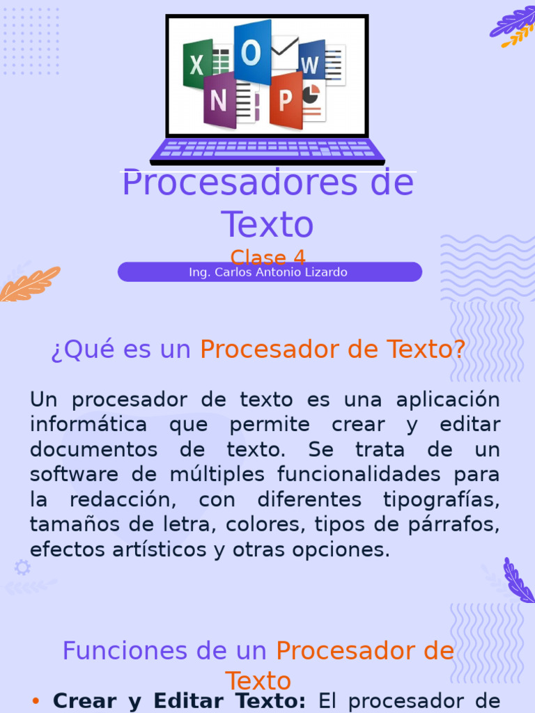 Unidad 4 - Procesadores de Texto | PDF | Microsoft Excel | Procesador de textos
