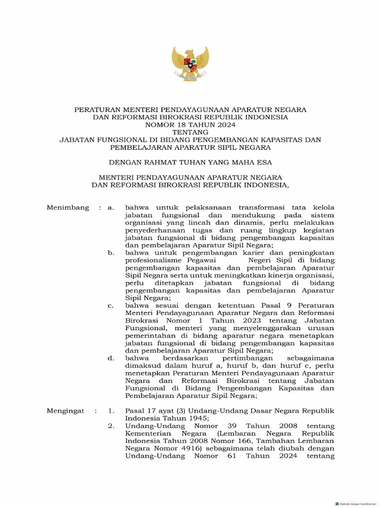Permenpanrb No 18 Tahun 2024 | PDF