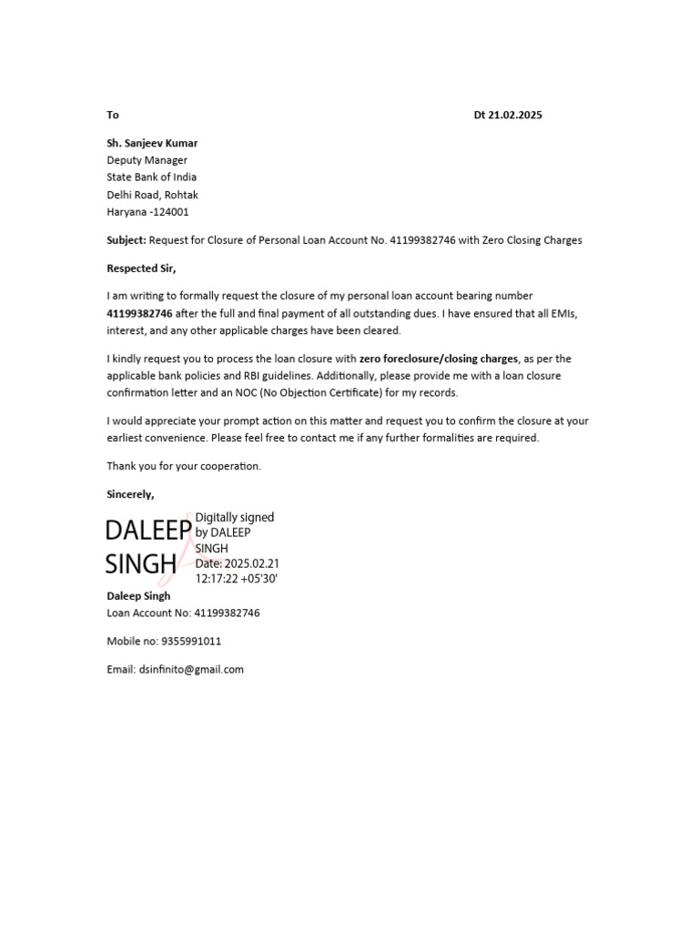 SBI Loan Closure | PDF