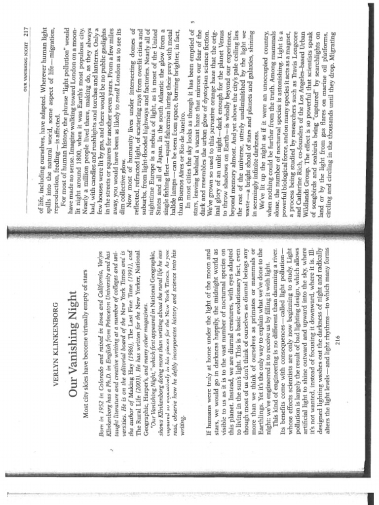 Klinkenborg Our Vanishing Night | PDF