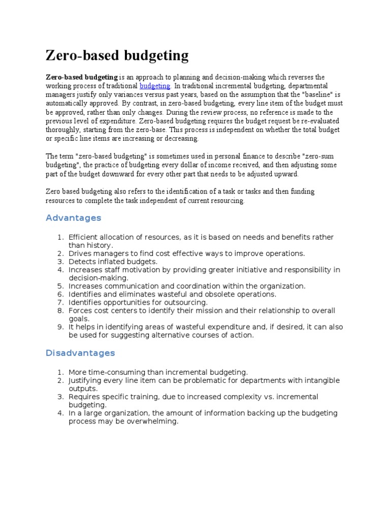 Zero Based Budgeting | PDF | Government | Business